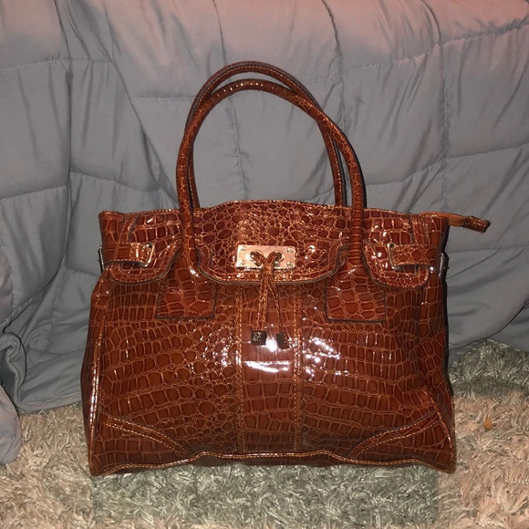 New York & Company | Bags | New York Co Brown Crocodile Leather Womens ...